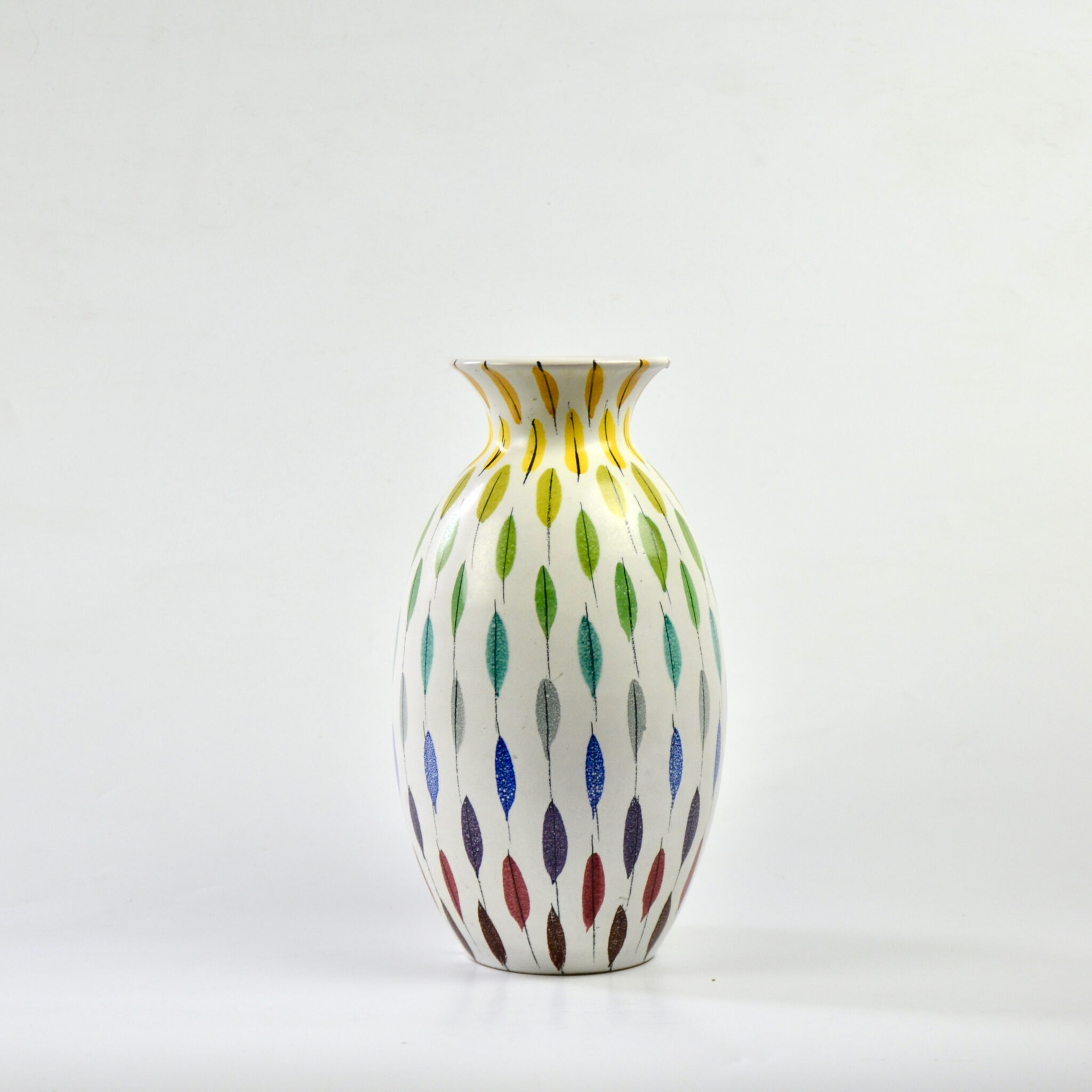 Bitossi Piume Multicolore vase, feather pattern Aldo Londi, 1950s ...