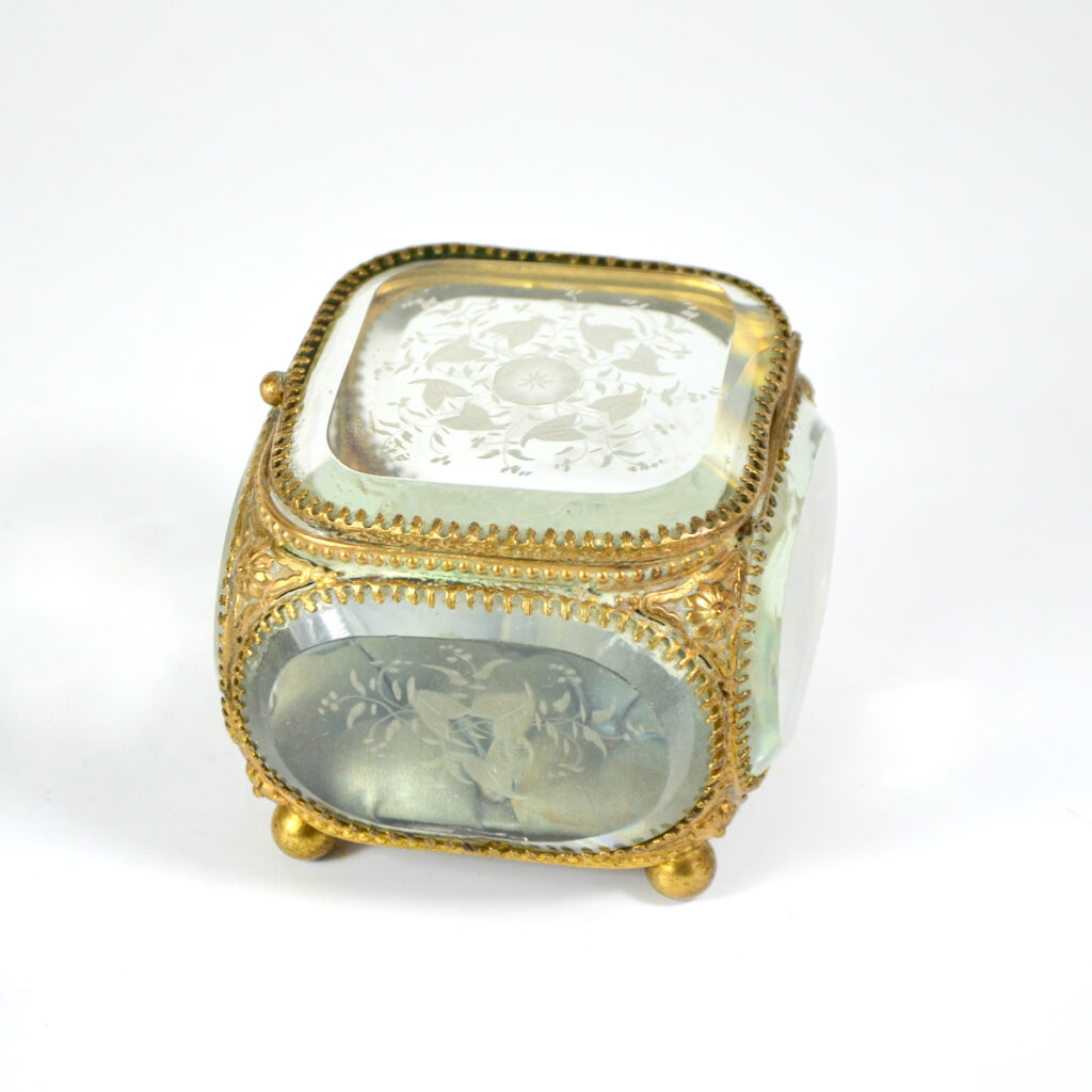 19thc French bevelled glass reliquary, jewellery box, Napoleon III ...
