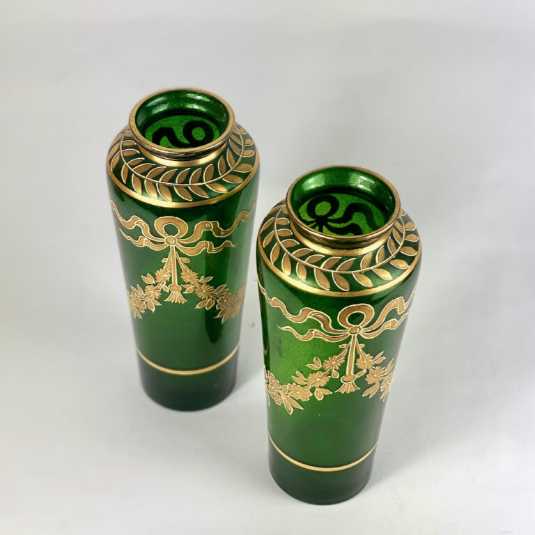 Pair of Josef Riedel vases in green aventurine glass c1900 | Divine ...