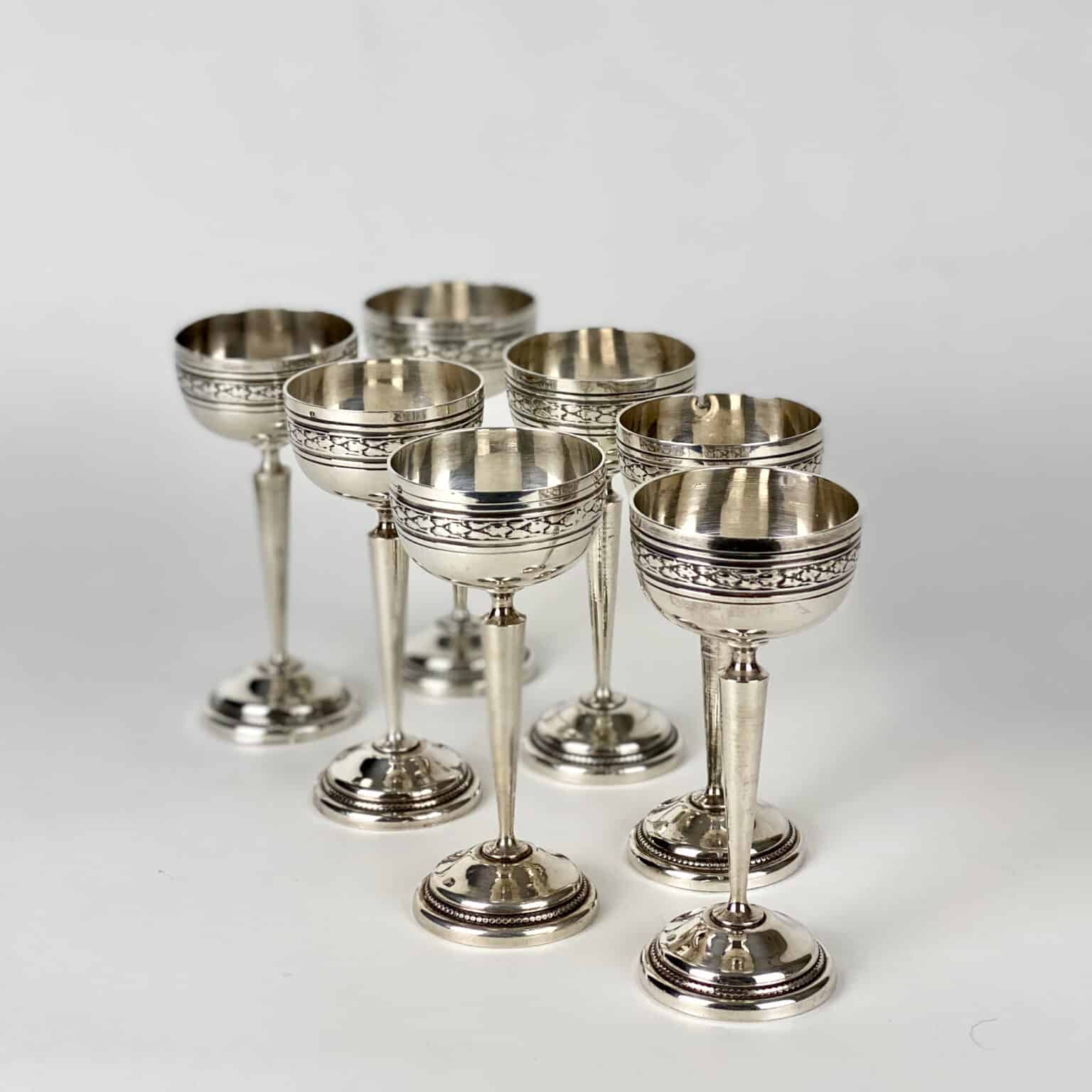 French silver plate liqueur goblets, set of 6 cordial glasses - Divine ...