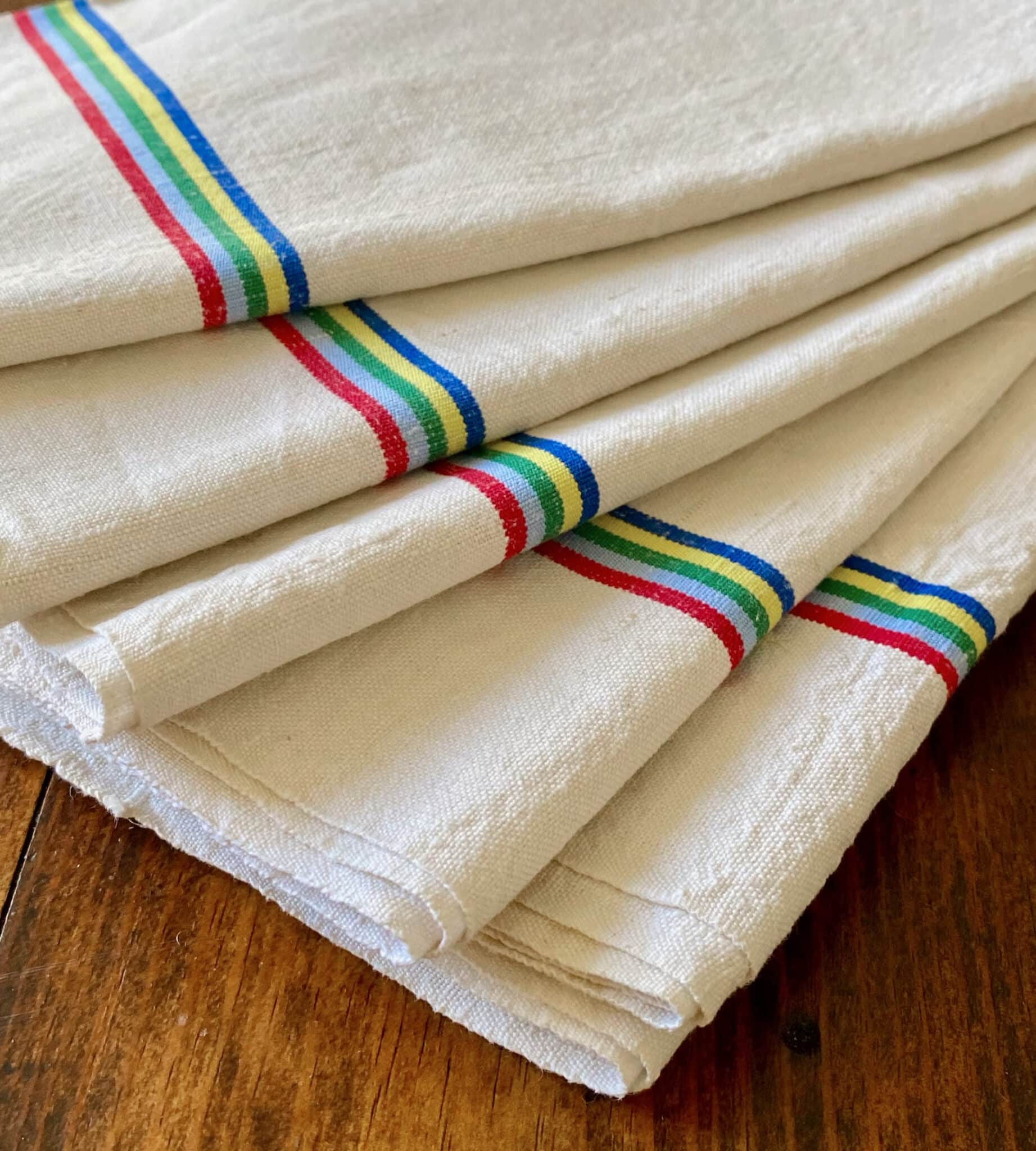 Antique French linen tea towels, unused - Divine Style French Antiques