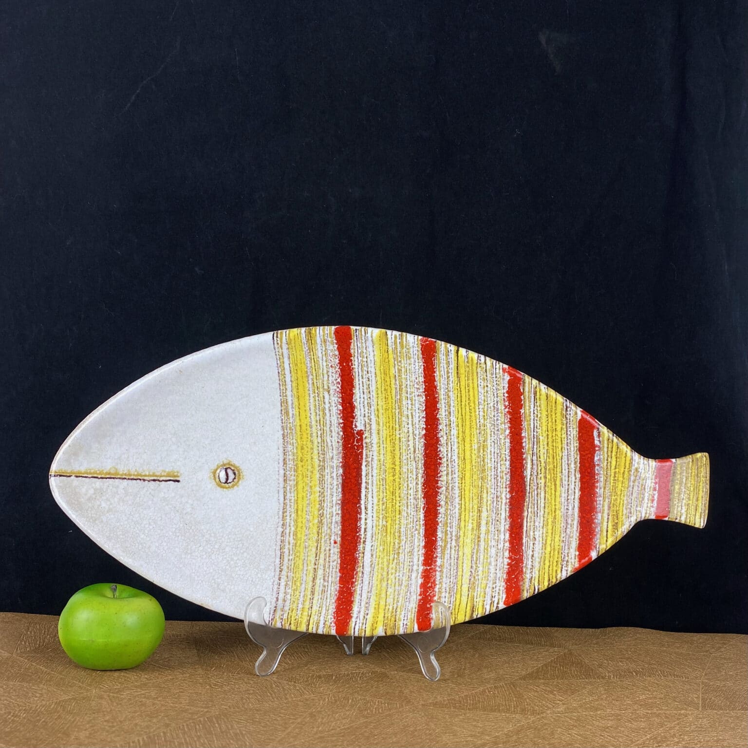 Aldo Londi Bitossi striped fish platter, Italian mid century pottery ...